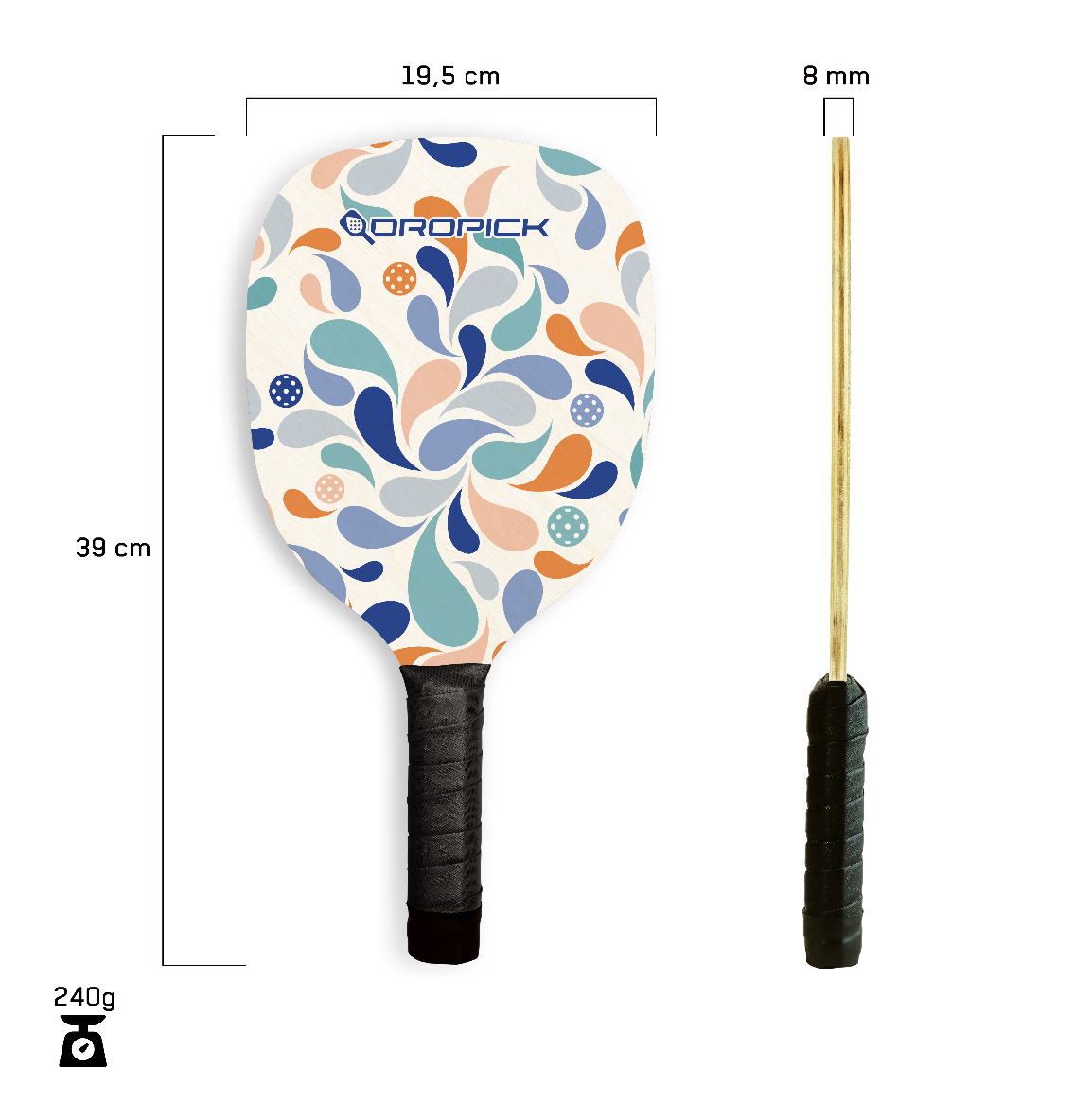 Renkli Pickleball Ahşap Raket | Dropick